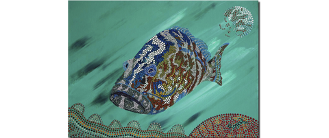 Original Grumpy Grouper Painting by Rogest, On Auction Now! | Reef ...