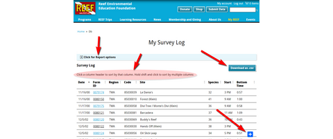 Website Tips and Tricks: Your Survey Log | Reef Environmental Education ...